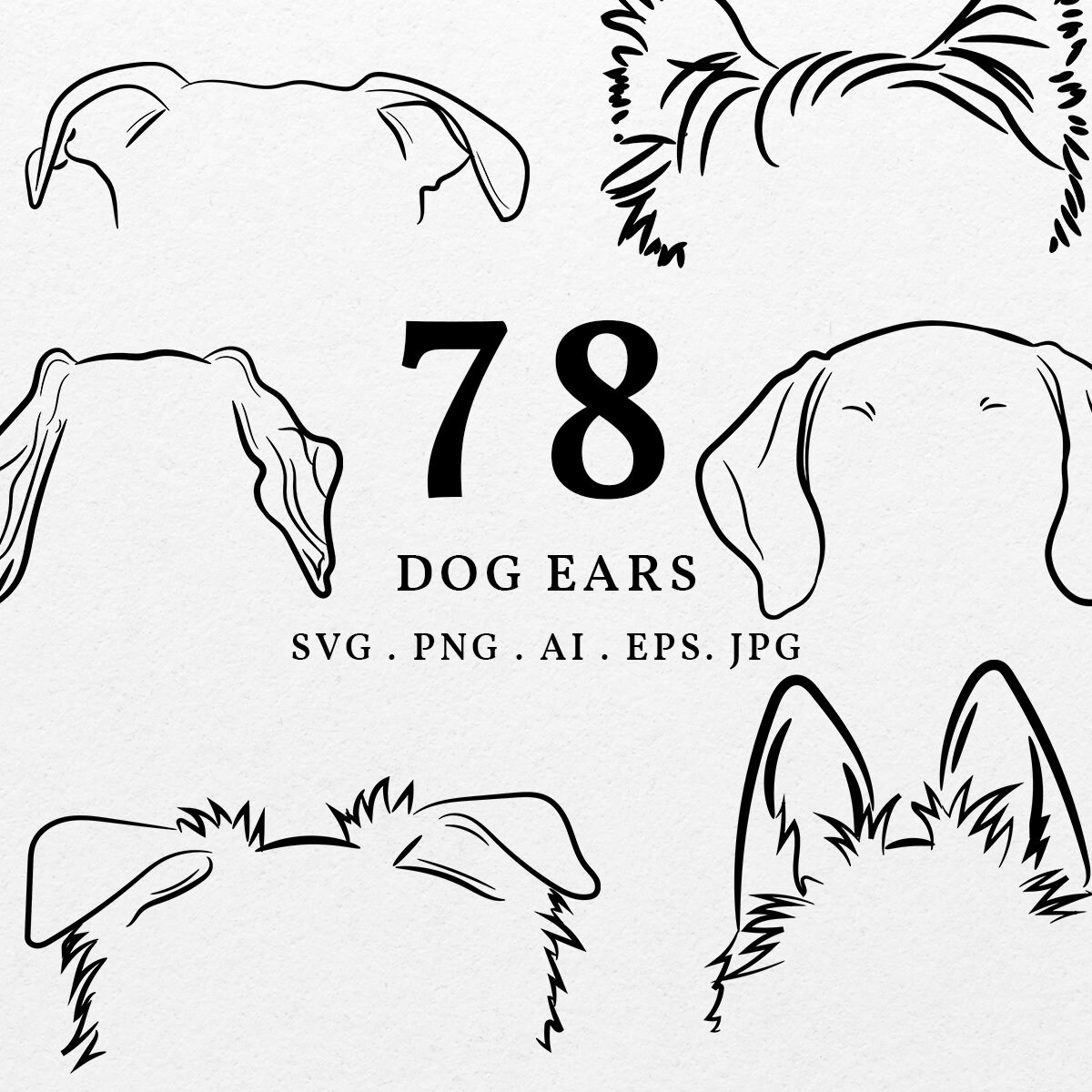 Dog Breed Ears Illustration SVG PNG Bundle Hand Drawn Dog - Etsy UK