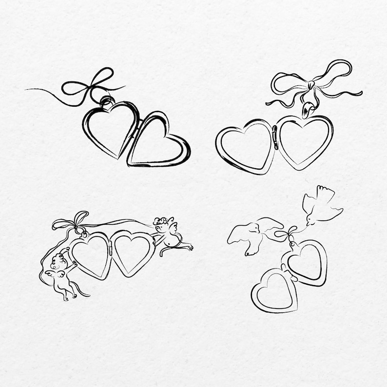 Hand-drawn Heart Locket Illustration – Whimsical Doodle Clipart (SVG ...