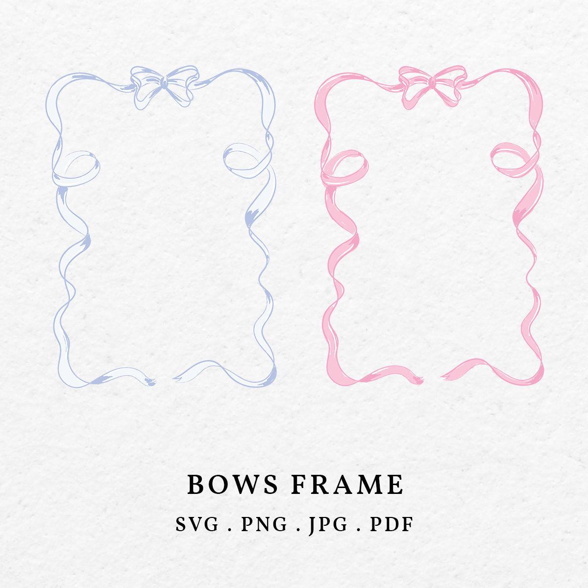 Bows Frame Illustration SVG PNG 5x7 Hand Drawn Ribbon Border Icon for ...