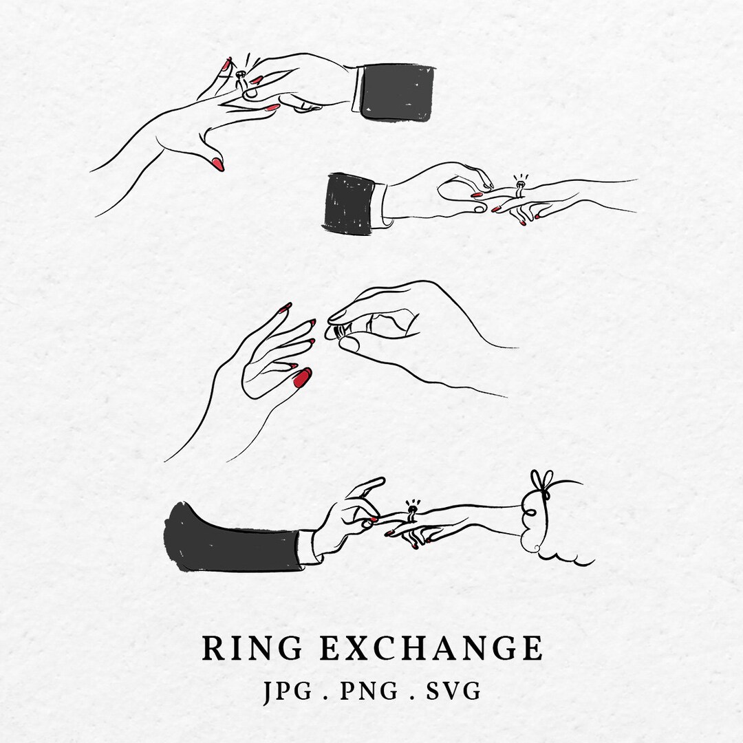 Ring Exchange Illustration Clip Art Doodle Bundle SVG PNG - Hand Drawn ...