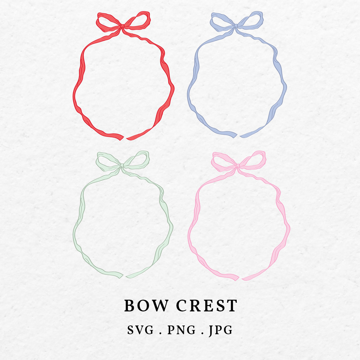 Bow Crest Illustration SVG PNG Hand Drawn Whimsical Colorful Bows for ...