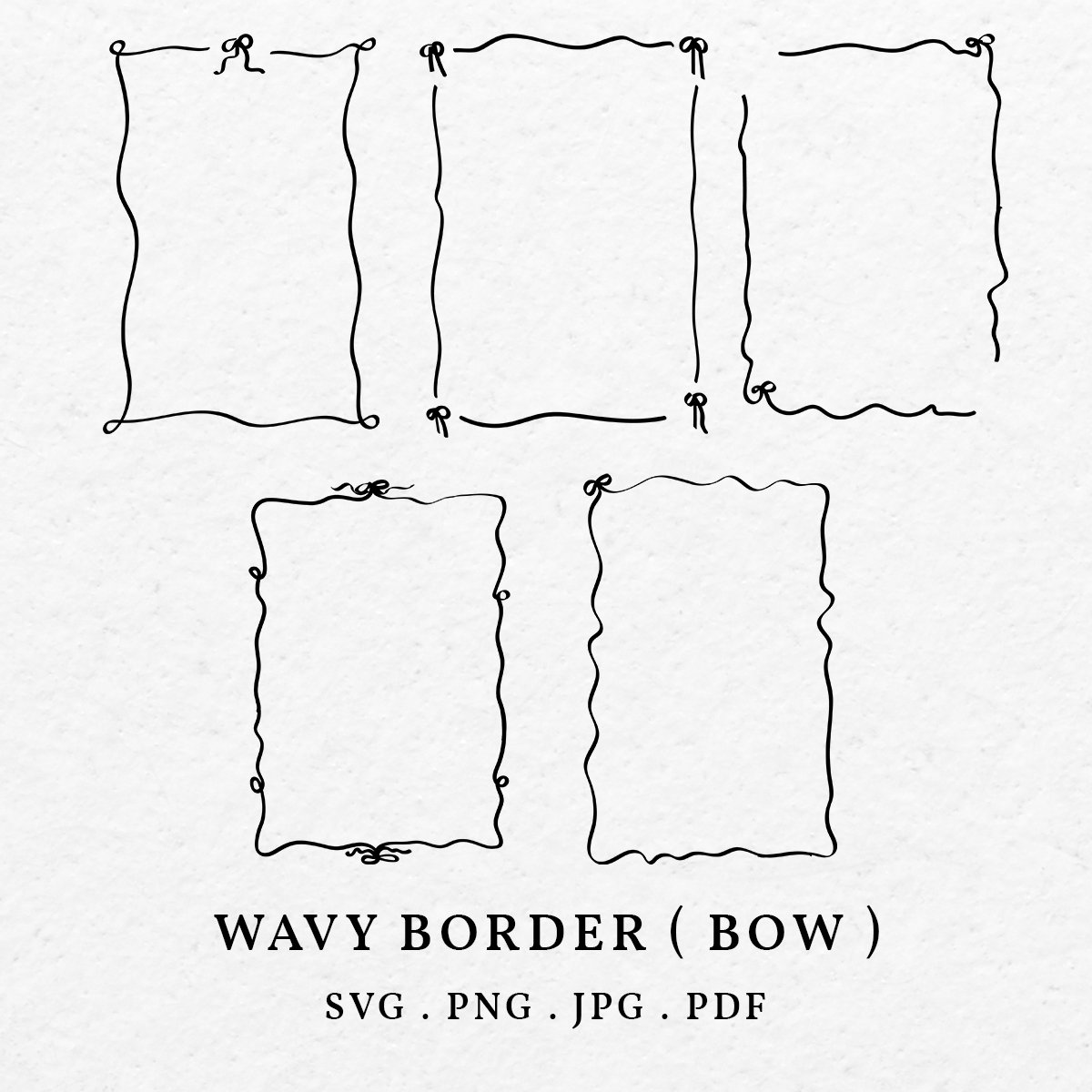Wavy Border With Bow Illustration Bundle SVG PNG - Whimsical Scribble ...