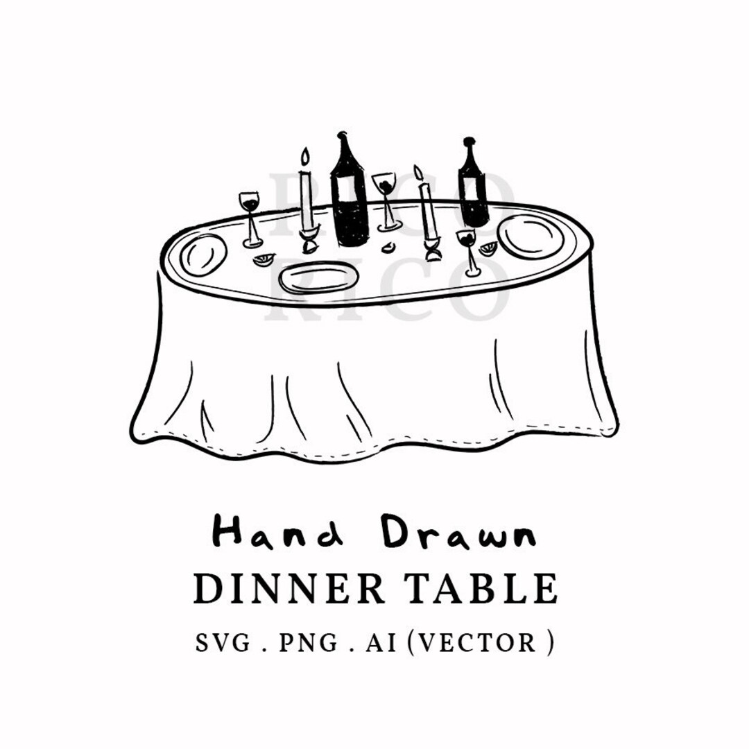 Hand Drawn Dinner Table SVG PNG Drawing Rehearsal Wedding - Etsy