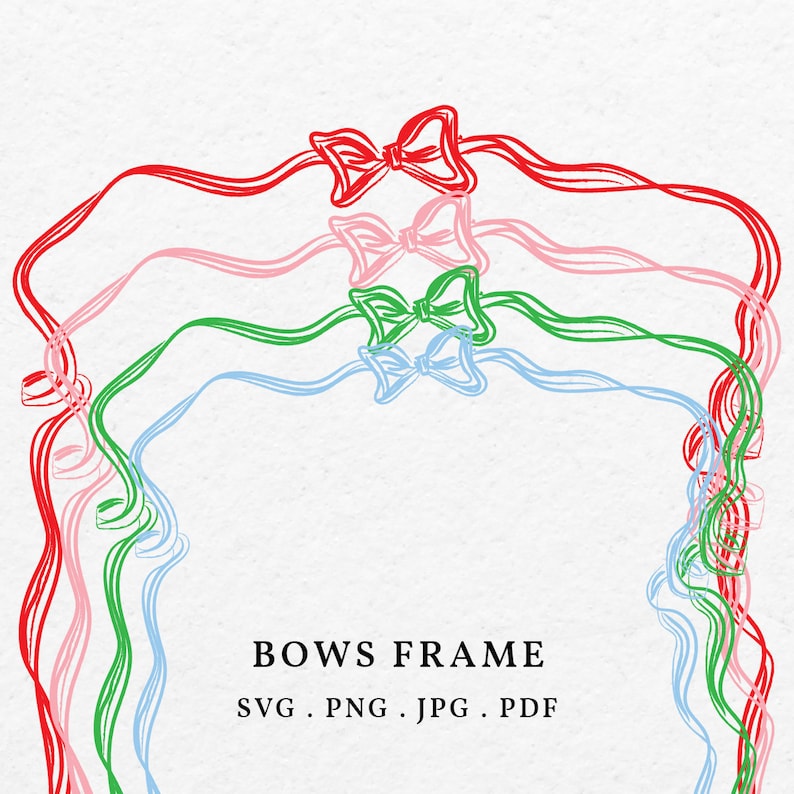 Bows Frame Illustration SVG PNG Bundle Hand Drawn Pink Bow Border Icon ...