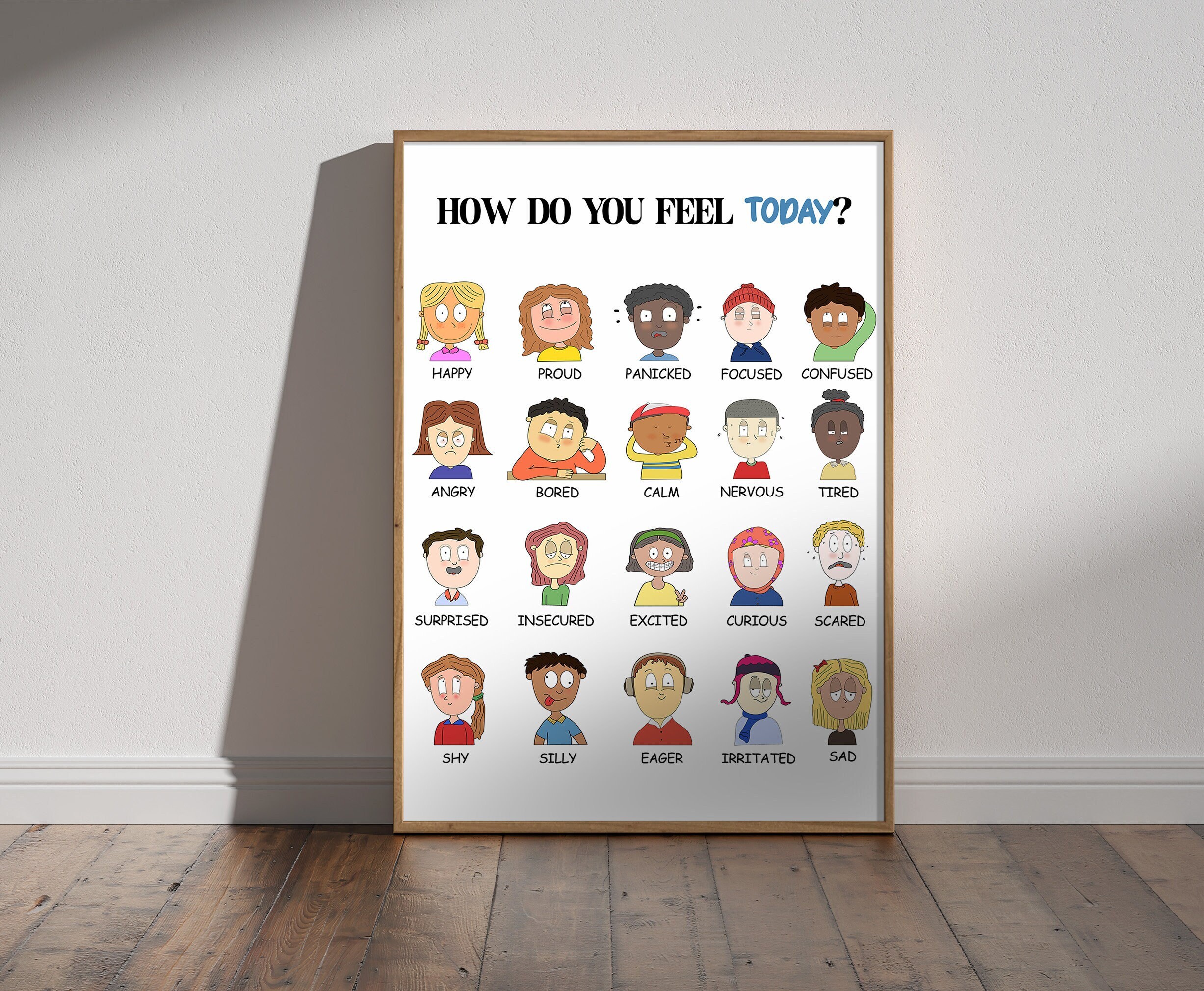 How Do You Feel Today Feelings Chart Poster for Kids and Toddlers ...