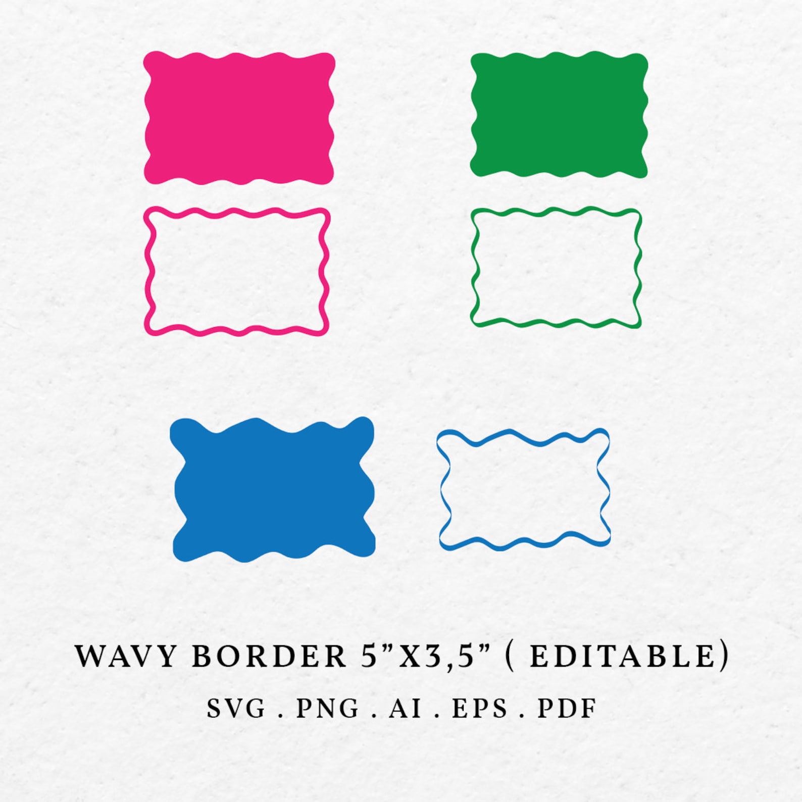Wavy Border Table Place Card Template 5x3.5 SVG PNG - Wedding ...