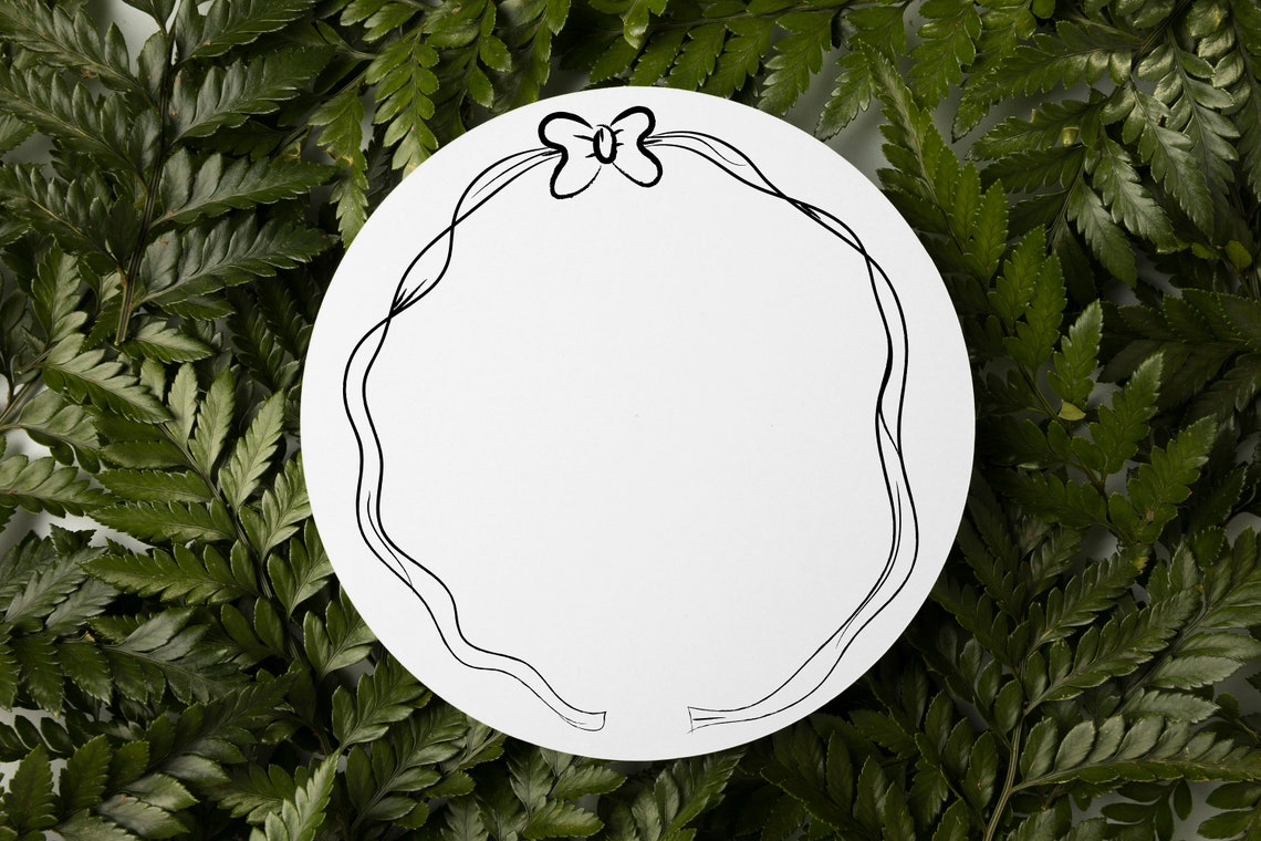 Round Bow Border Frame SVG PNG Illustration Bundle Hand Drawn Bows Clip ...