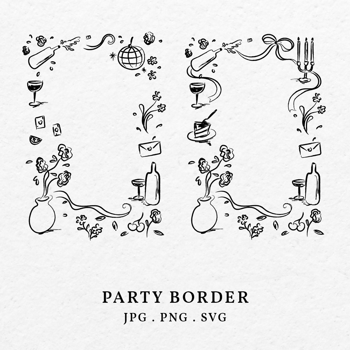 Party Border Frame Illustrations Clip Art SVG PNG - Hand Drawn ...