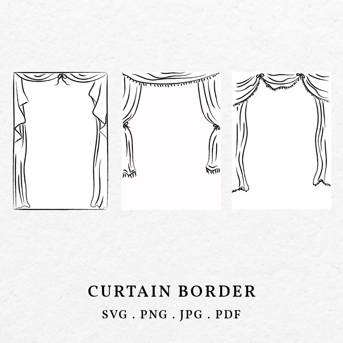 Curtain Border Frame Illustration Bundle SVG PNG Hand Drawn Whimsical ...