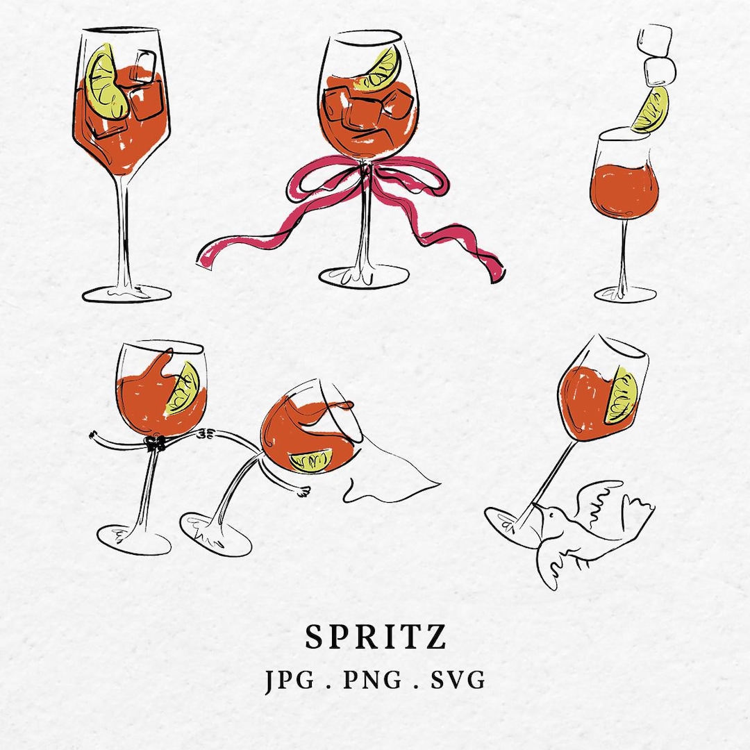 Hand Drawn Spritz Illustration Clip Art Bundle SVG PNG - Whimsical ...