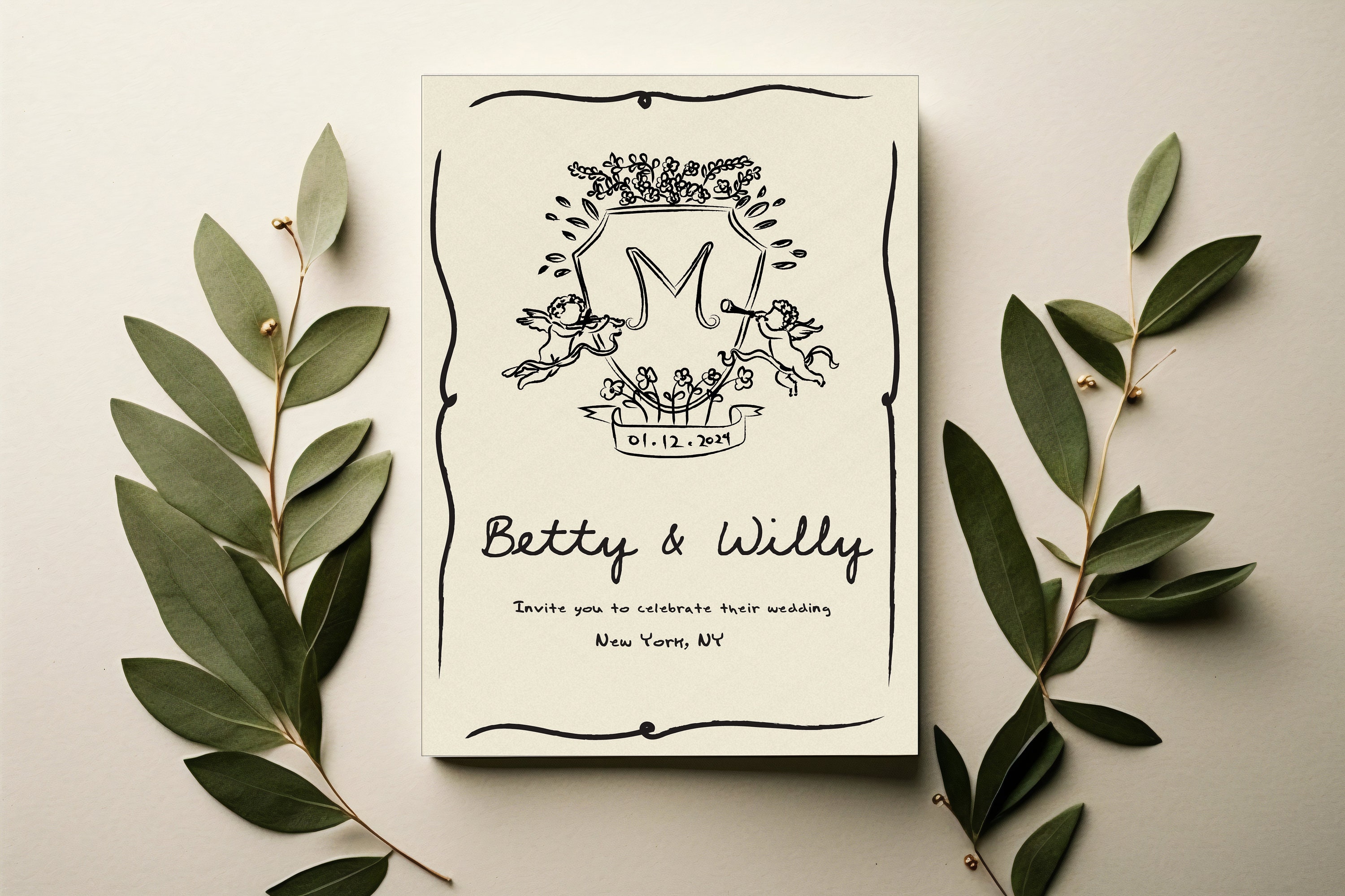 Hand Drawn Custom Crest Monogram Illustration SVG PNG Customized ...