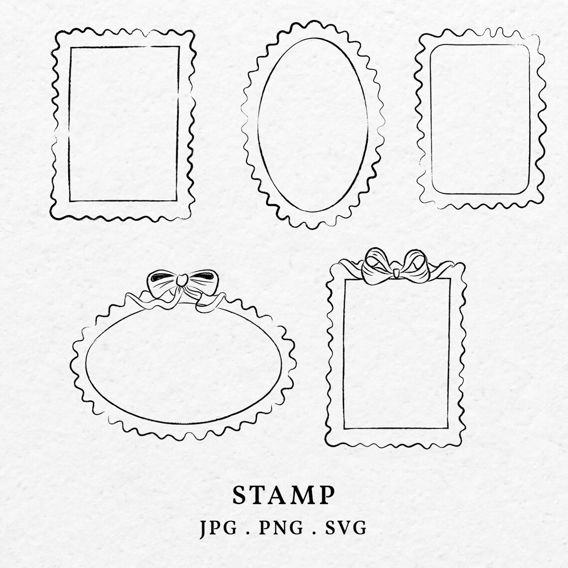 Hand-drawn Stamp Doodle Frames – Whimsical Wedding Invitation Clipart ...