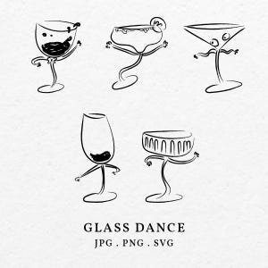 Hand Drawn Glass Dance Illustration Clip Art Icon Bundle SVG PNG ...