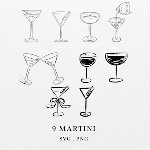 Dirty & Espresso Martini Illustration SVG PNG - Hand Drawn Cocktail ...