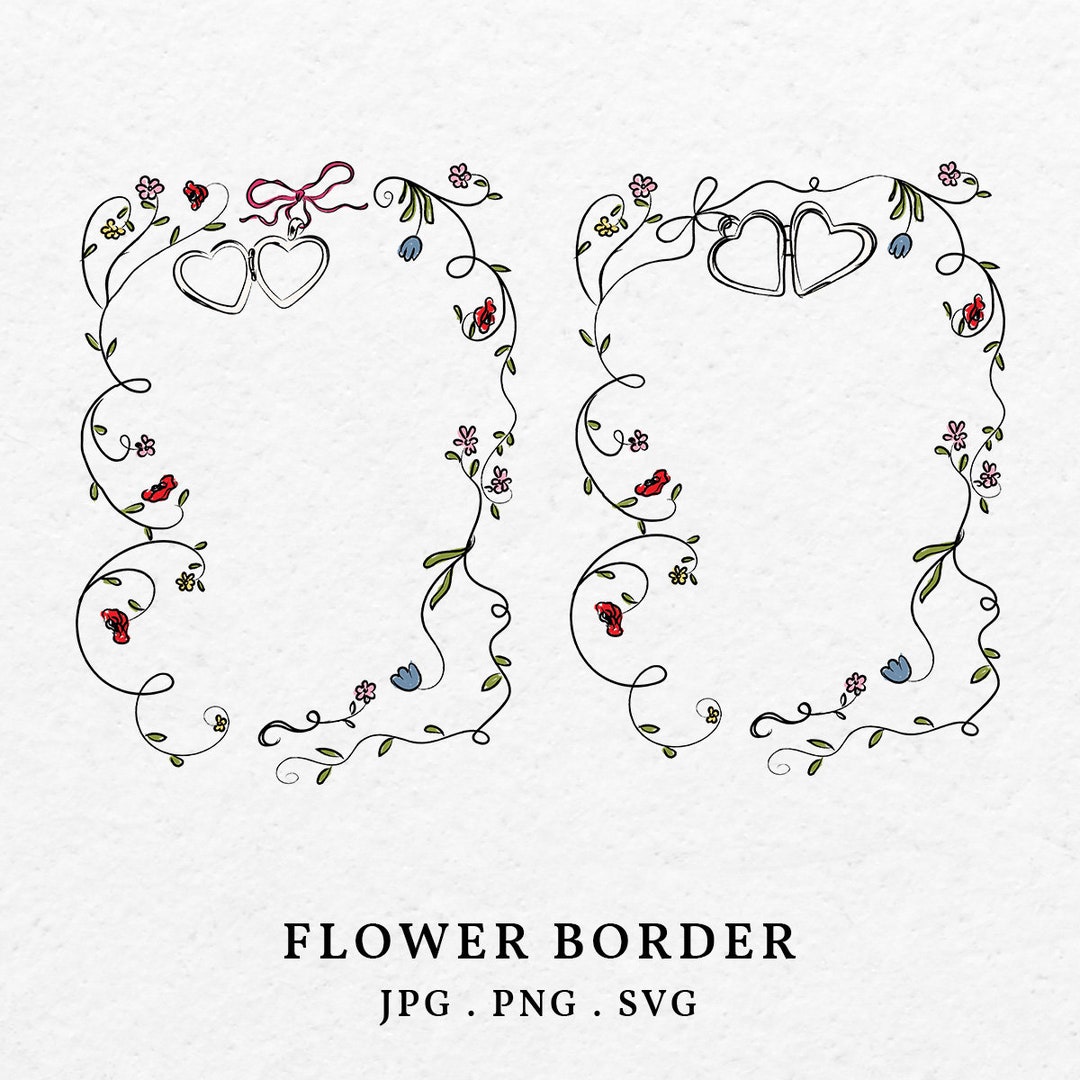 Nook Paper Locket Flower Scribble Border Illustration Clip Art SVG PNG ...