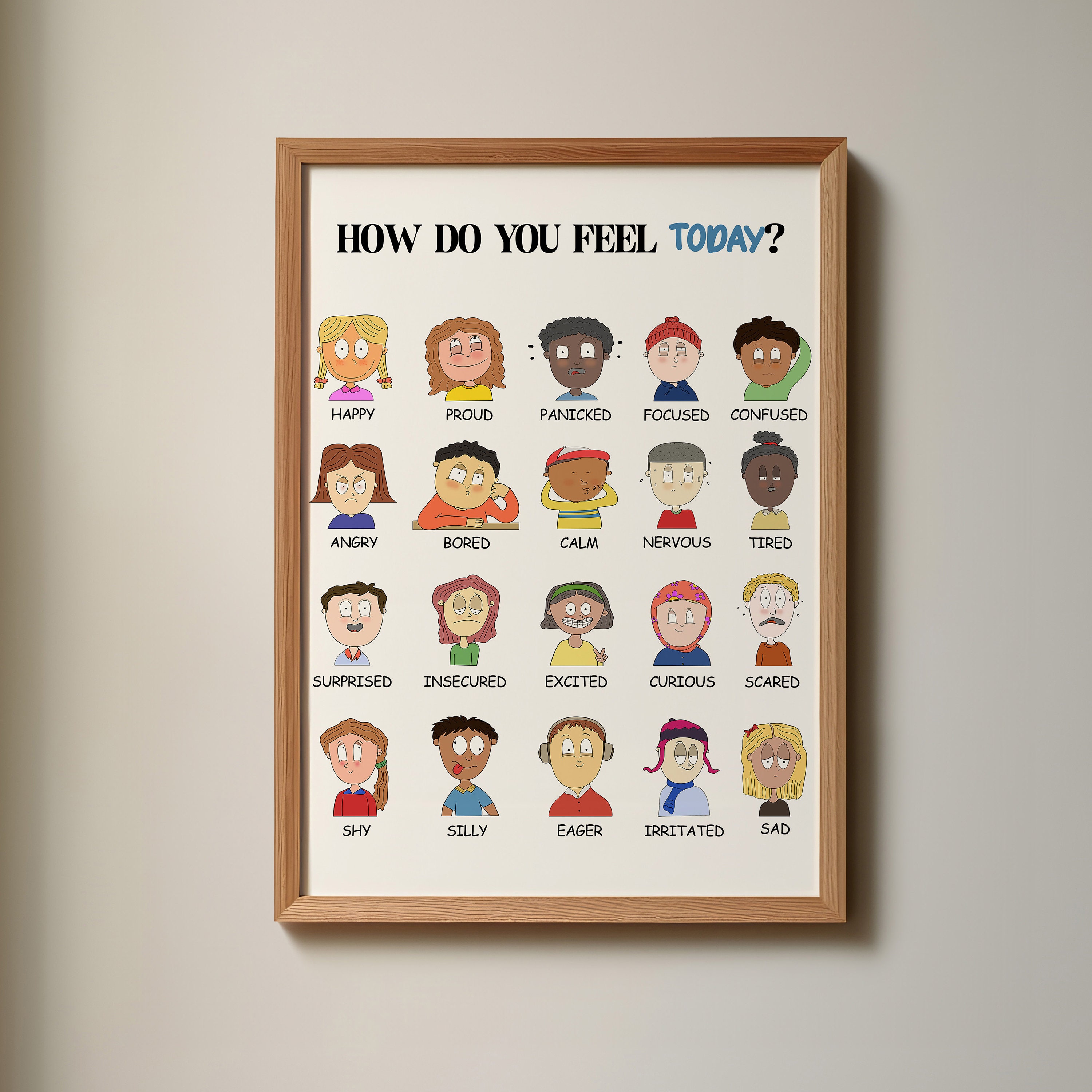 How Do You Feel Today Feelings Chart Poster for Kids and Toddlers ...