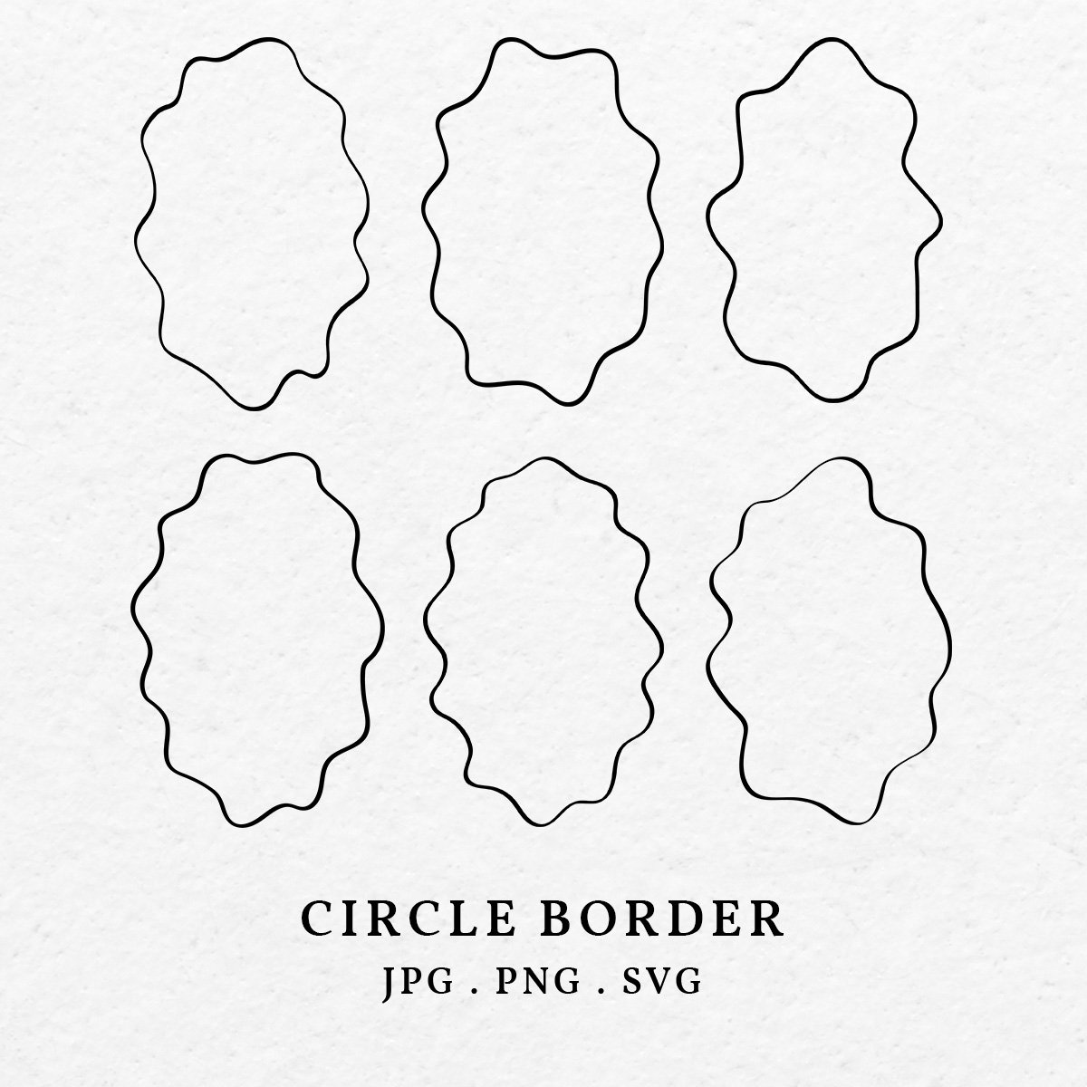 Wave Circle Border Illustration Bundle SVG PNG Hand Drawn Round Frame ...