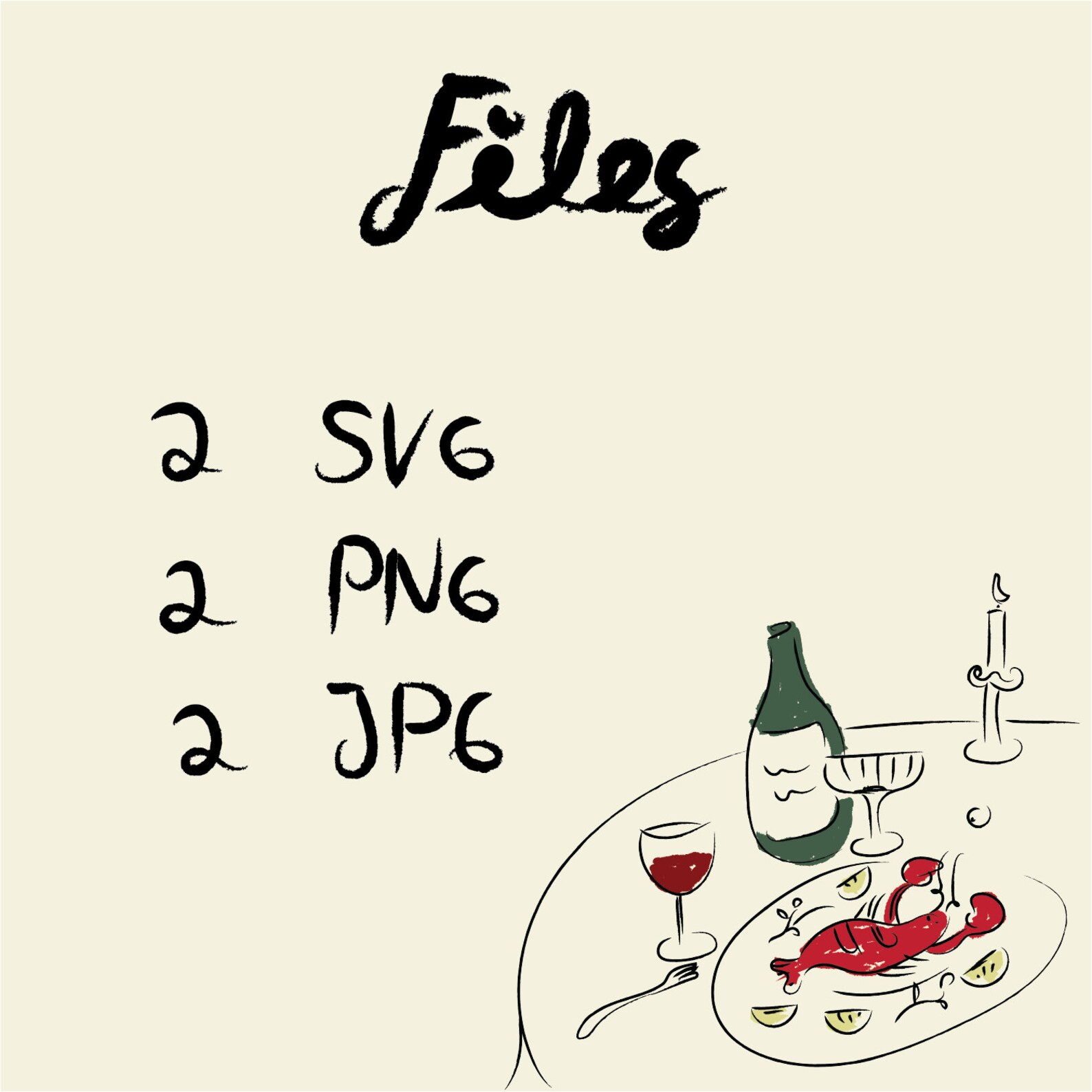 Hand Drawn Dinner Border Frame Illustration Clip Art SVG PNG Whimsical ...