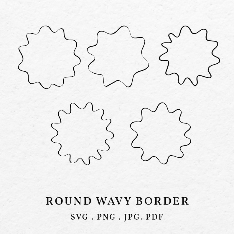 Round Wavy Frame Illustration SVG PNG Bundle Hand Drawn Circle Wavy ...