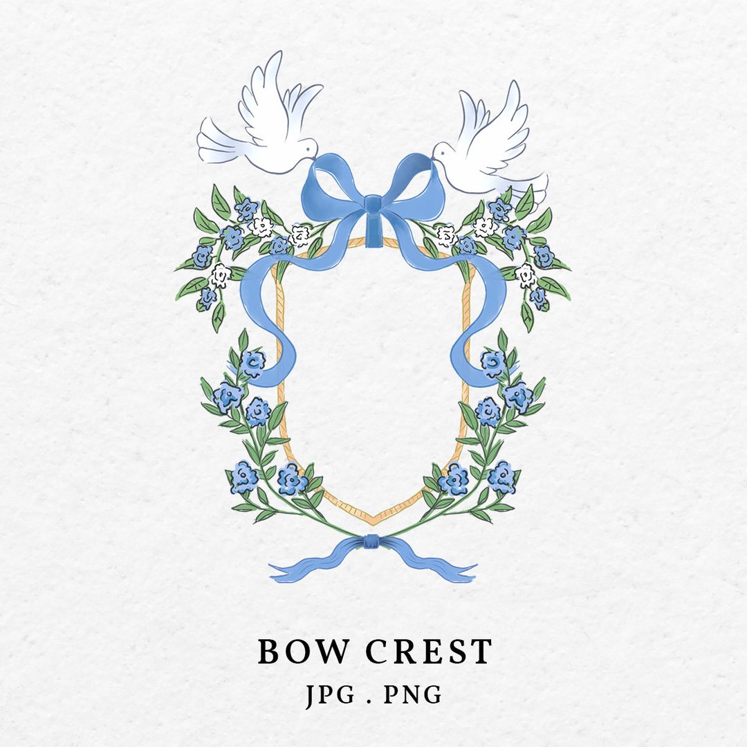 Bow Crest Illustration Clip Art PNG JPG - Hand Drawn Whimsical Crest ...