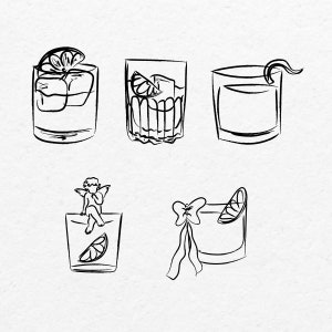 Hand Drawn Negroni Illustration Clip Art Bundle SVG PNG - Whimsical ...