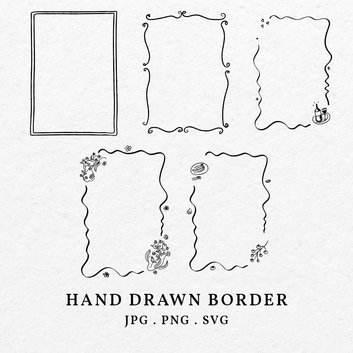 Hand Drawn Wavy Edge Border Frame SVG PNG Wavy Line Clipart ...