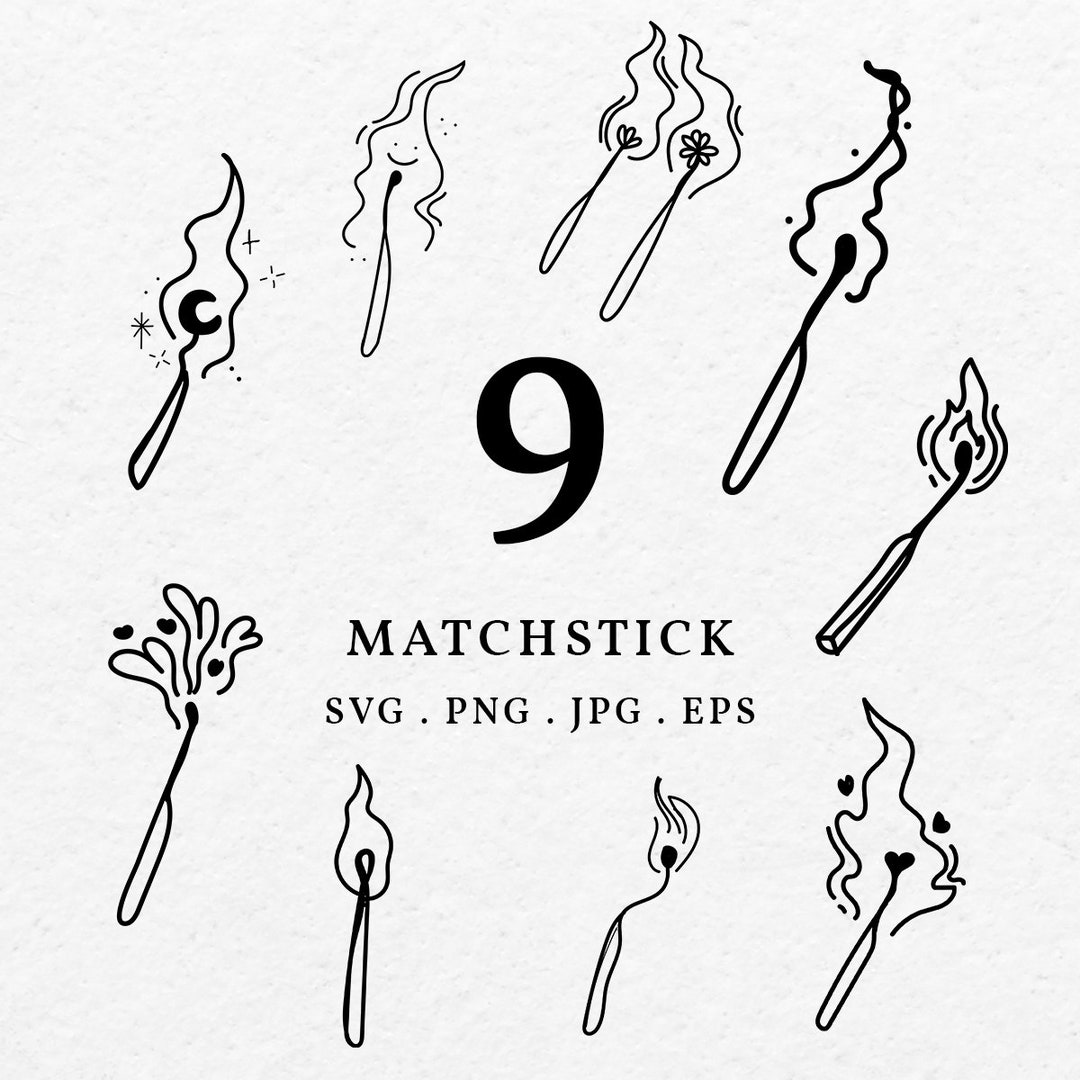 Matchstick Illustration SVG PNG Bundle - Matches Tattoo Silhouette ...