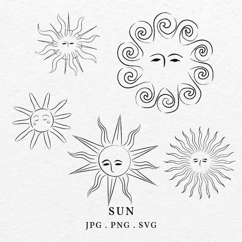 Whimsical Sun Face Clipart – Medieval Doodle SVG PNG Bundle - Etsy