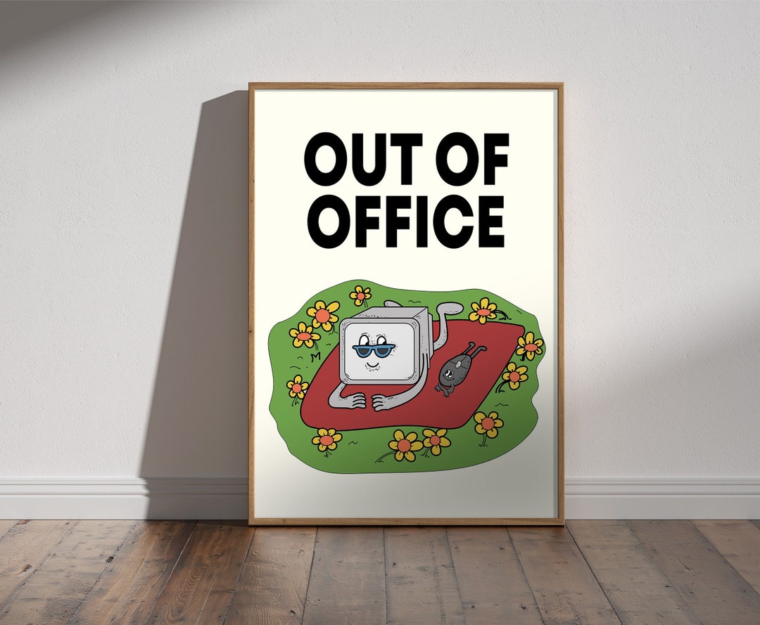 Out of Office Retro Wall Art Vintage Print Cartoon - Etsy