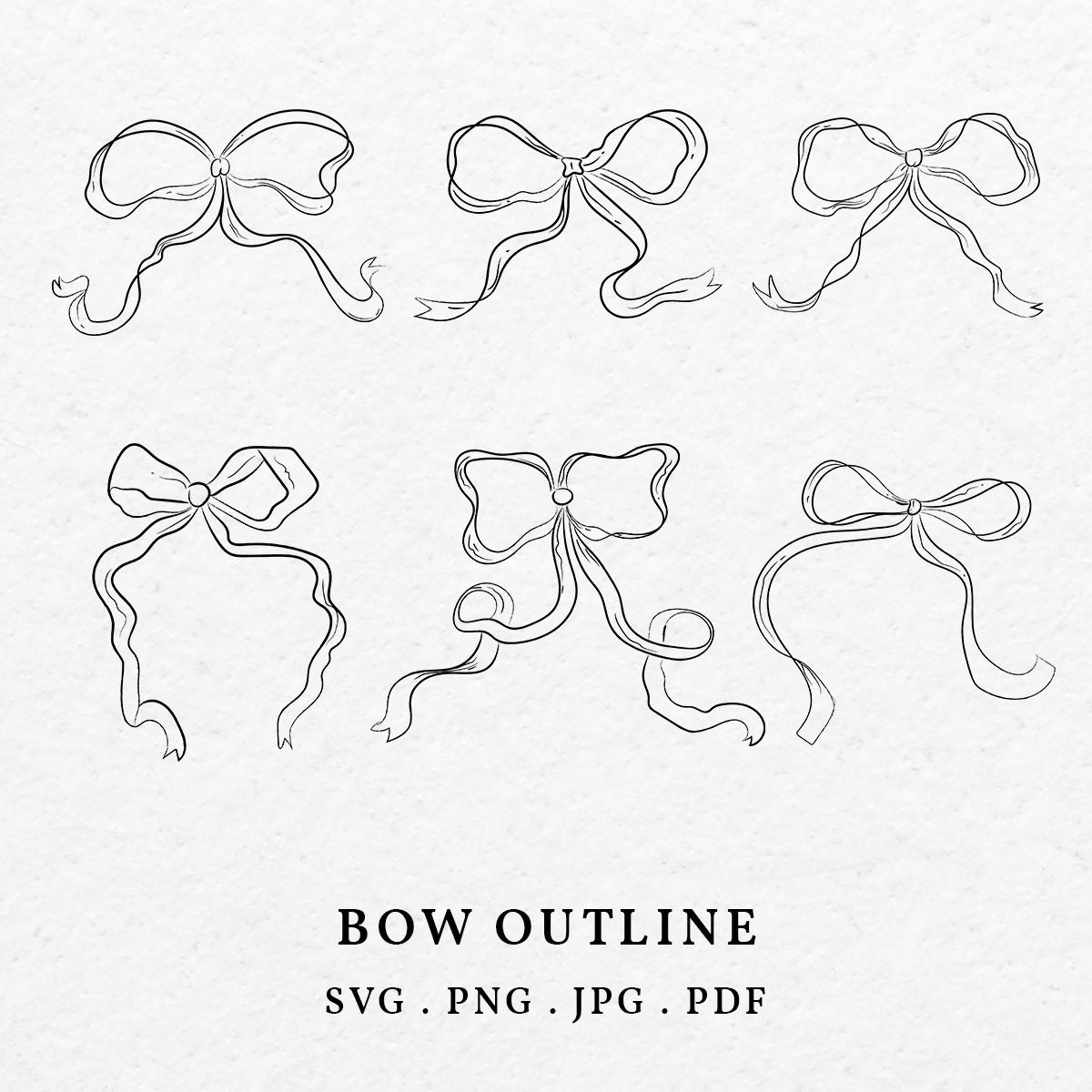 Bow Icon Illustration Bundle SVG PNG Hand Drawn Bows Outline Clip Art ...