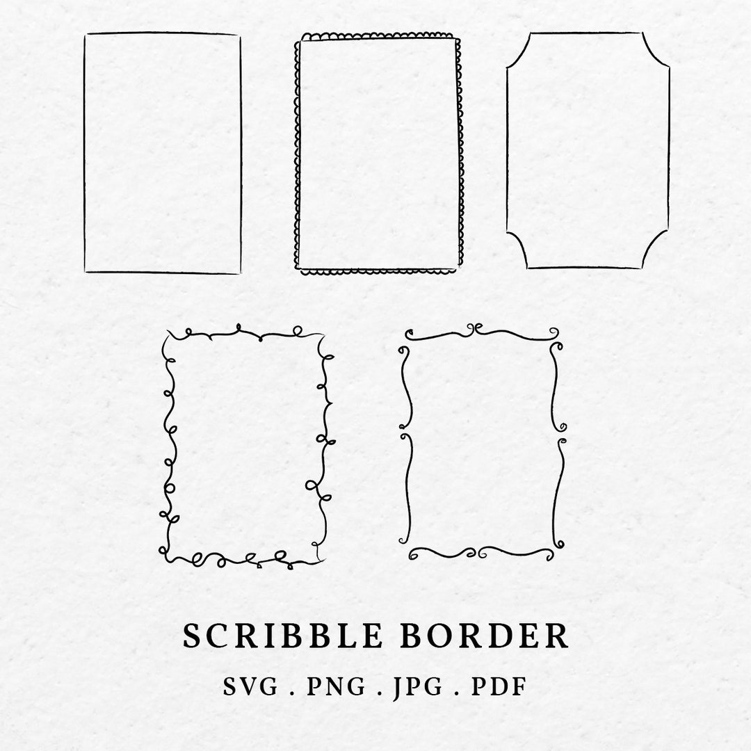 Scribble Border Frame Illustration SVG PNG - Hand Drawn Rectangular ...