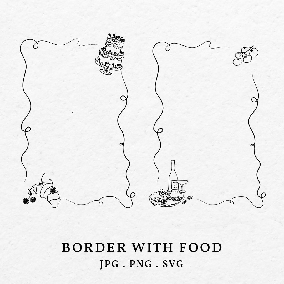 Nook Paper Scribble Border Illustrations Bundle SVG PNG - Food Drink ...