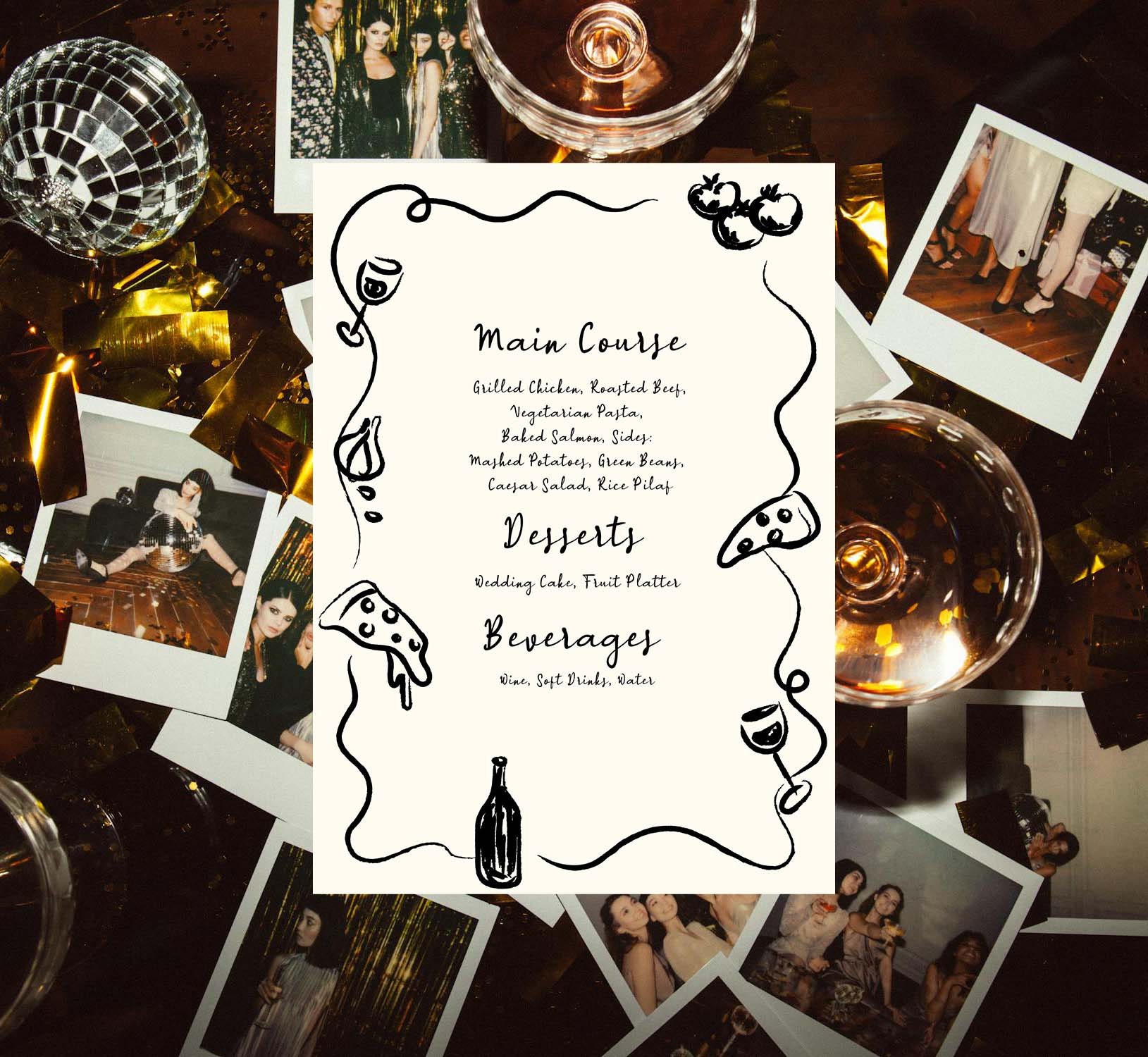 Hand Drawn Pizza and Wine Border Frame Illustration Clip Art PNG SVG ...