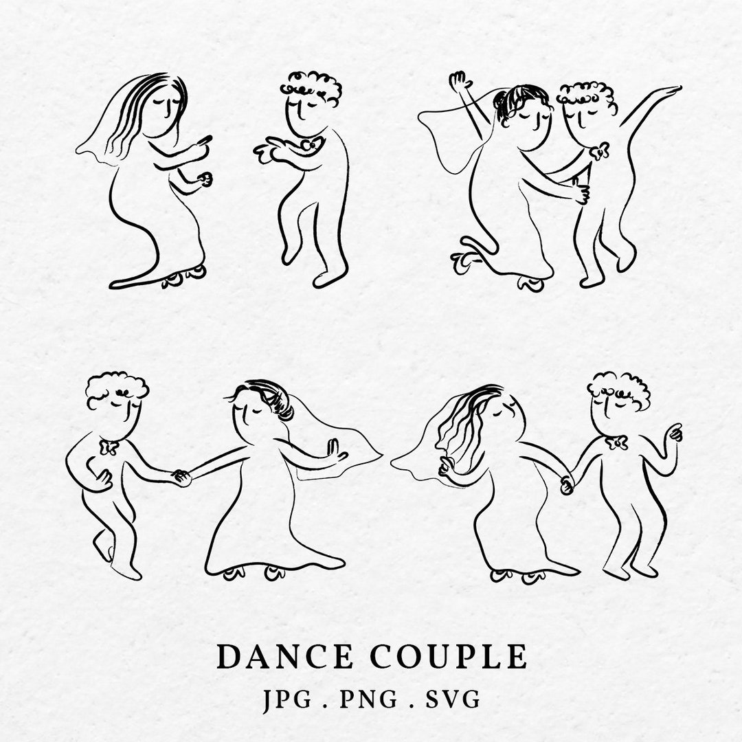 Hand Drawn Bride and Groom Clip Art – Wedding Couple SVG PNG (digital ...