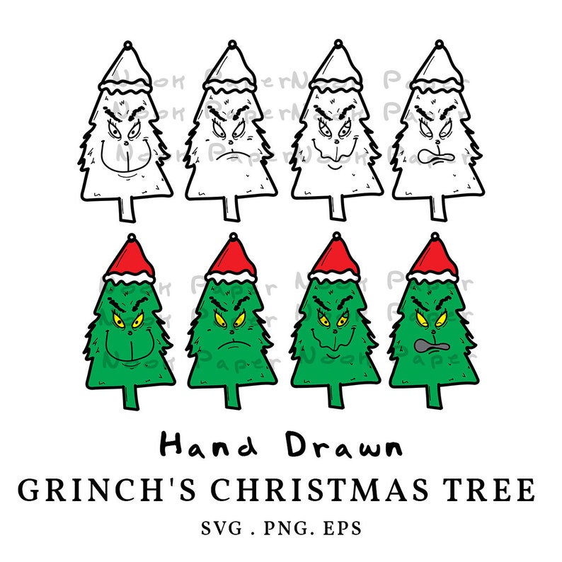 Grinch Face Christmas Tree SVG and PNG Christmas Clipart - Etsy Australia