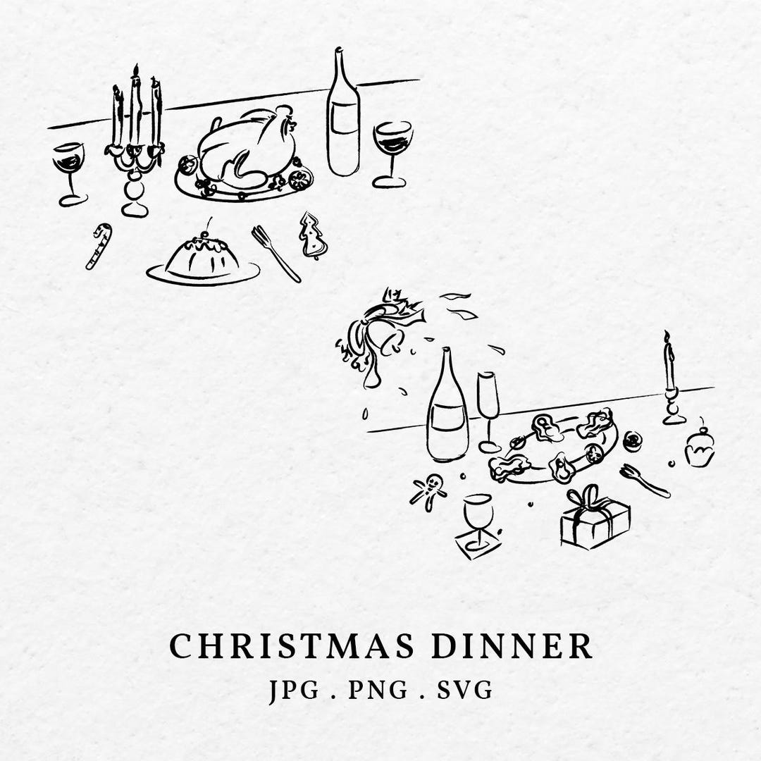 Hand-drawn Christmas Dinner Illustration – Festive SVG PNG Clip Art - Etsy