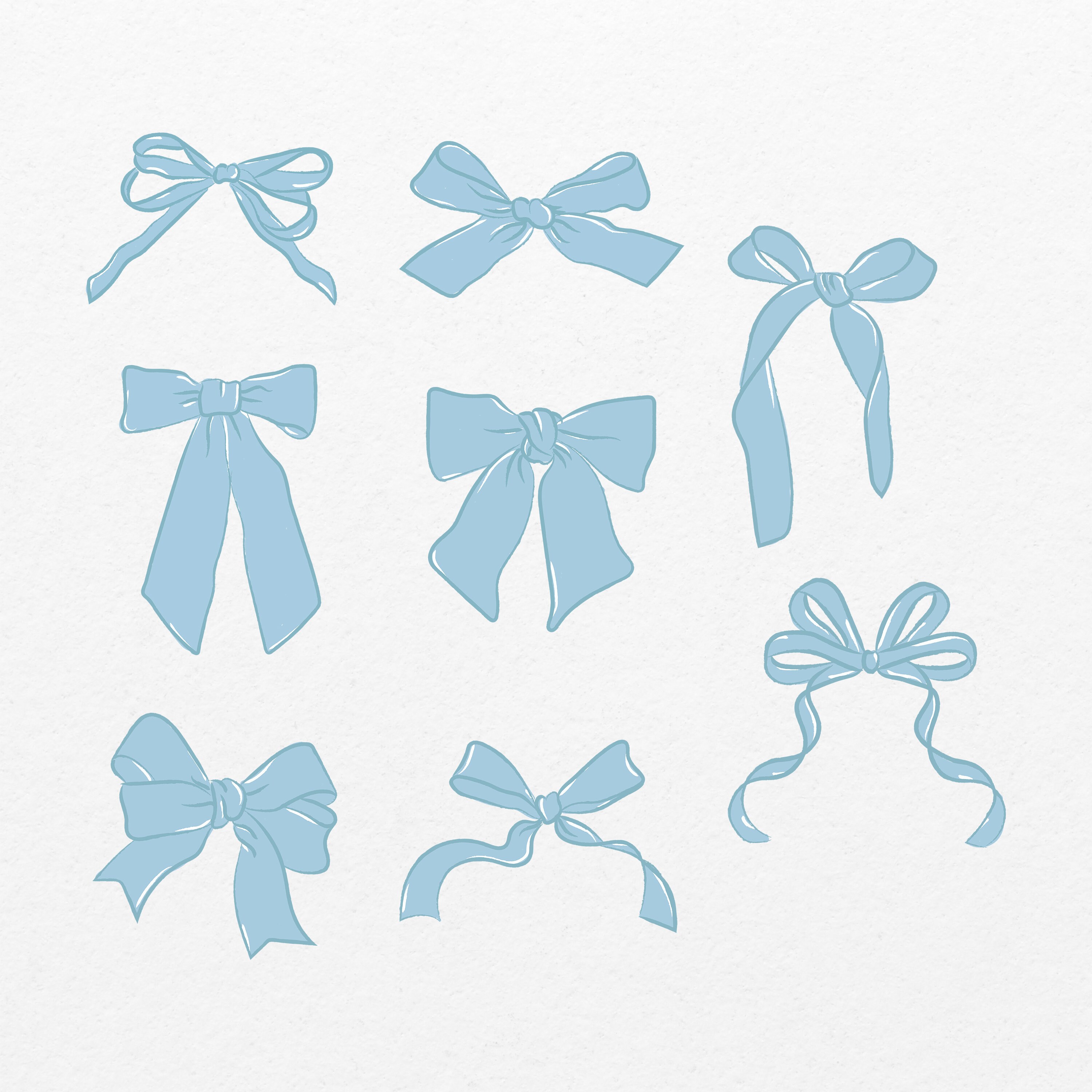 Bow Colorful Illustration Bundle SVG PNG Hand Drawn Whimsical Pink, Red ...