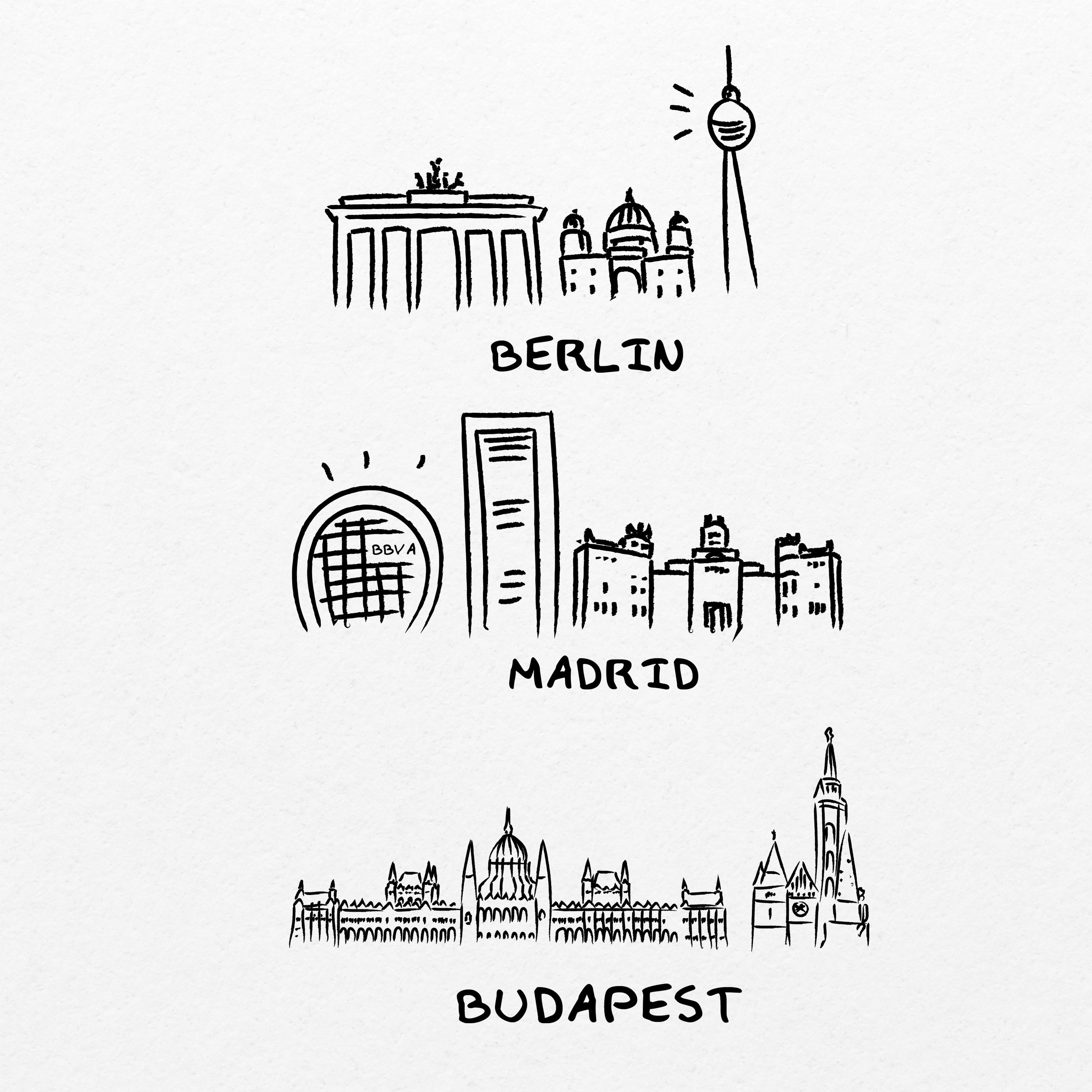 Europe City Skyline Illustration SVG PNG Bundle - Hand Drawn Cityscape ...