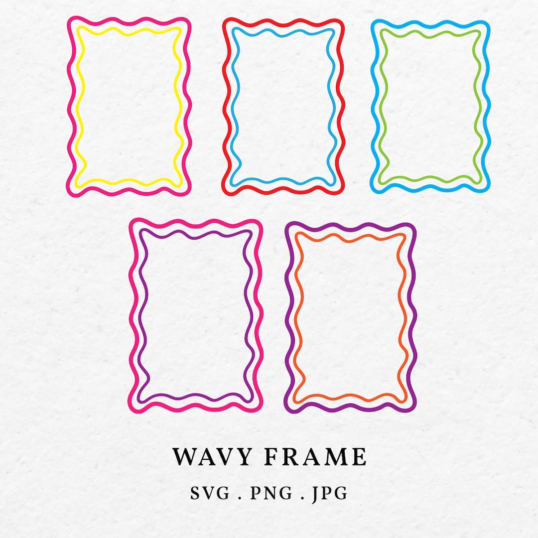 Wavy Border Frame Colorful Illustration Bundle SVG PNG - Hand Drawn ...