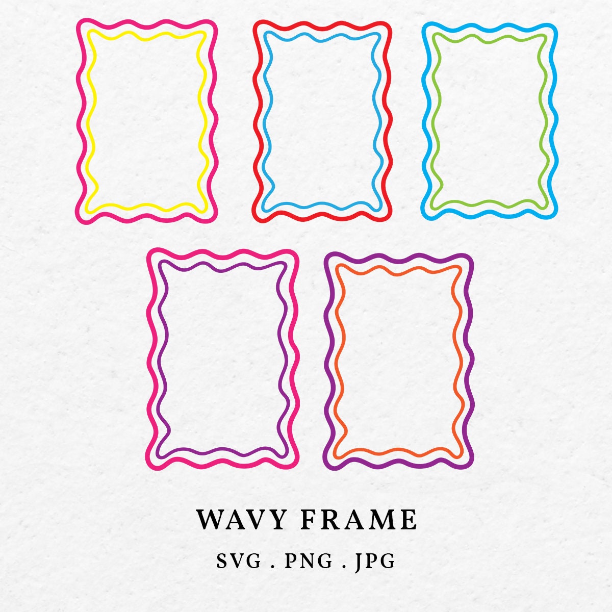 Wavy Border Frame Colorful Illustration Bundle SVG PNG Hand Drawn ...