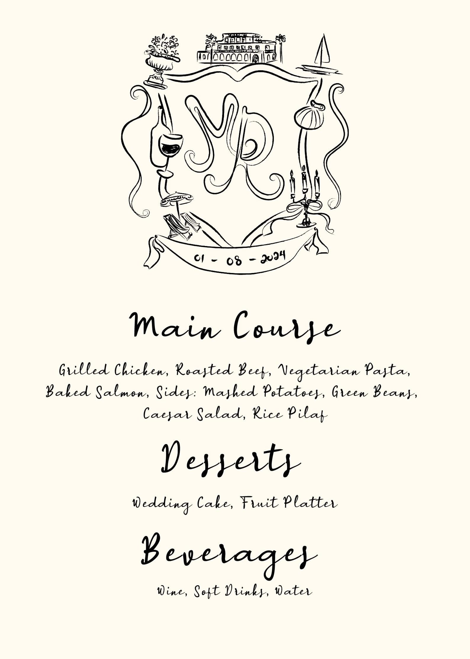 Hand-drawn Custom Wedding Crest – Personalized Monogram & Date (PNG ...