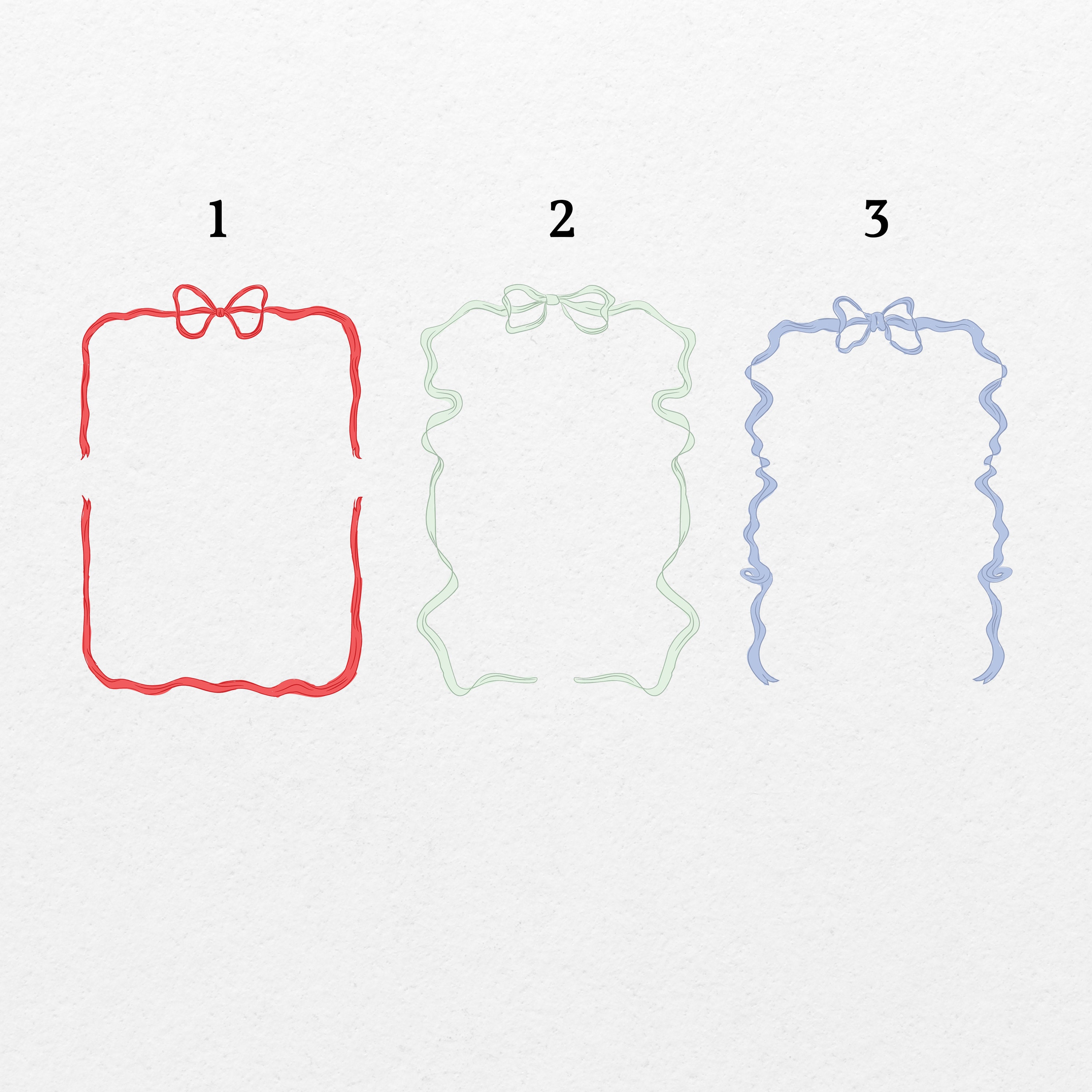 Hand Drawn Bows Border Frames Illustration SVG PNG Wedding Invitation ...