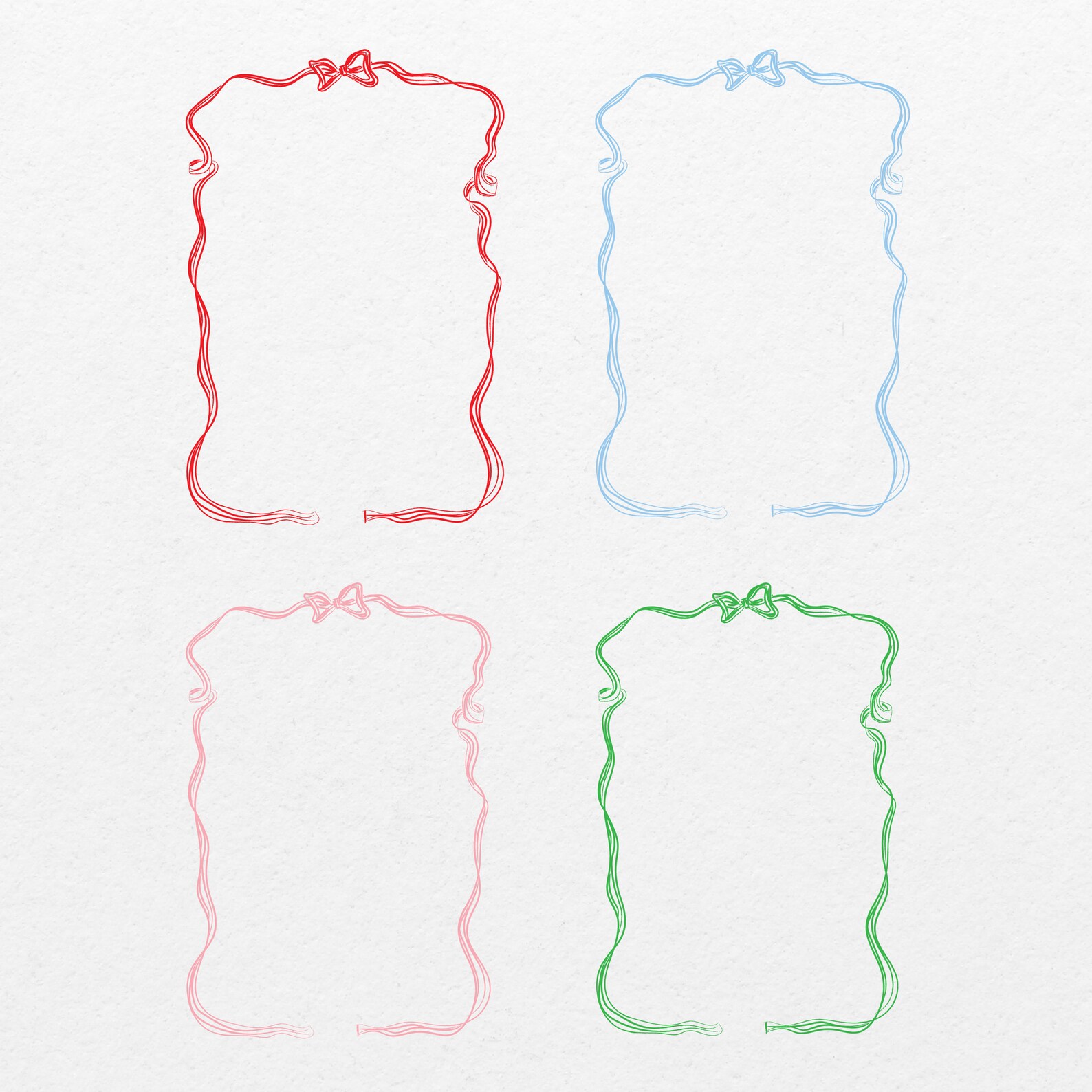 Bows Frame Illustration SVG PNG Bundle Hand Drawn Pink Bow Border Icon ...