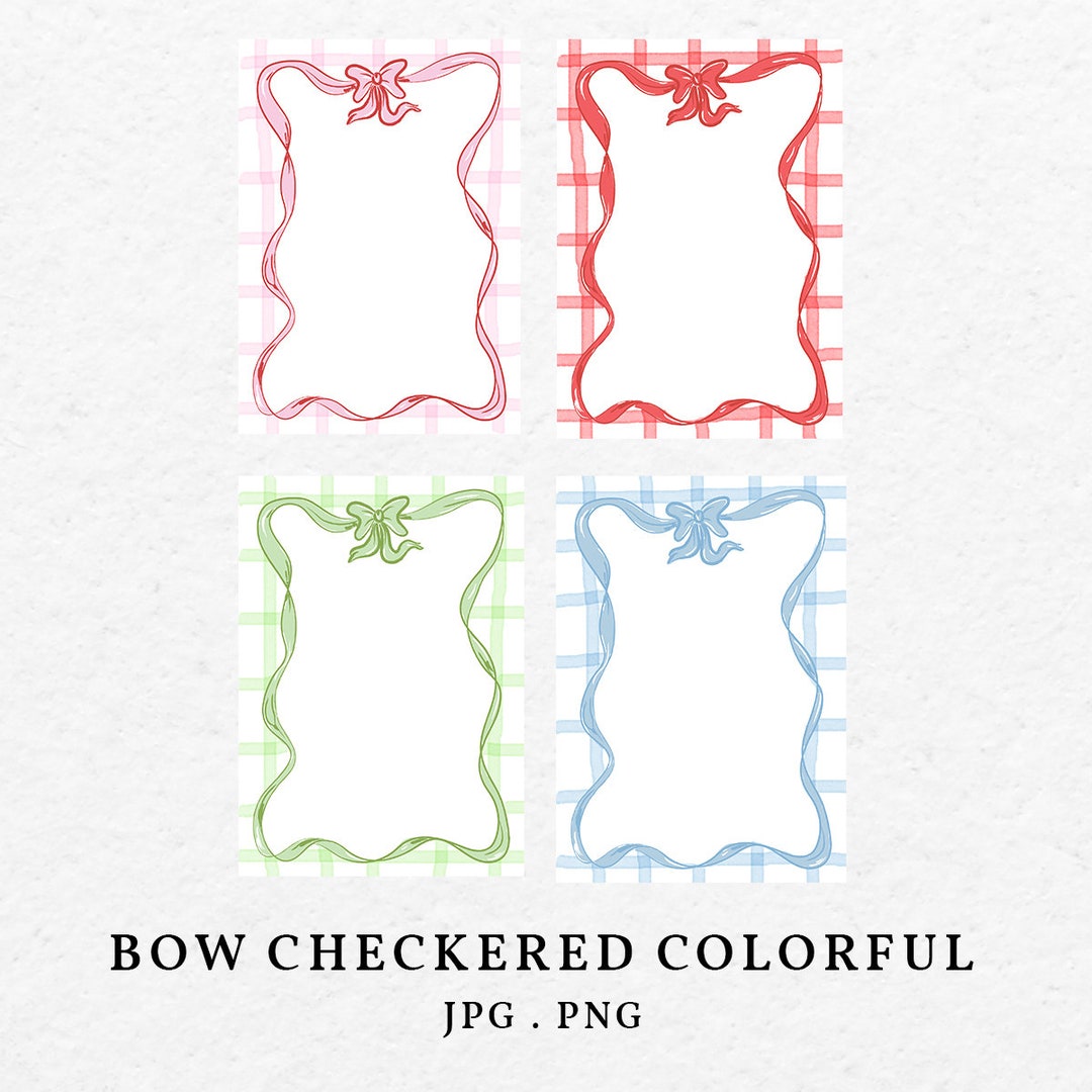 Hand Drawn Watercolor Bow Border Frame Bundle SVG PNG - Whimsical ...