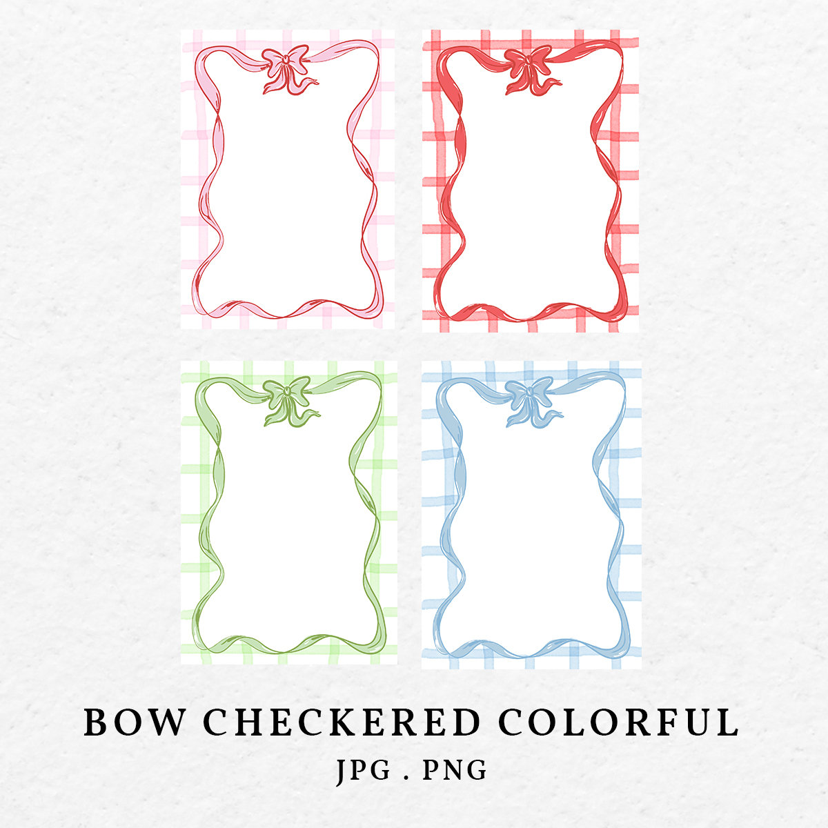 Hand Drawn Watercolor Bow Border Frame Bundle SVG PNG Whimsical ...