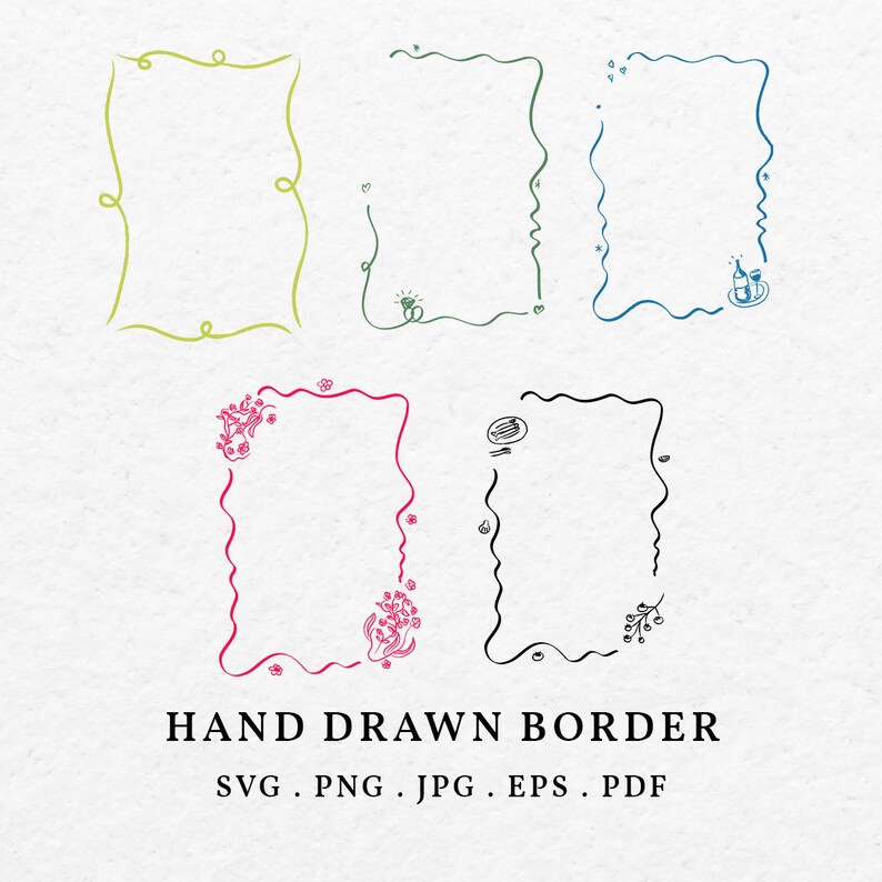 Hand Drawn Wavy Edge Border Frame SVG PNG Wavy Line Clipart ...