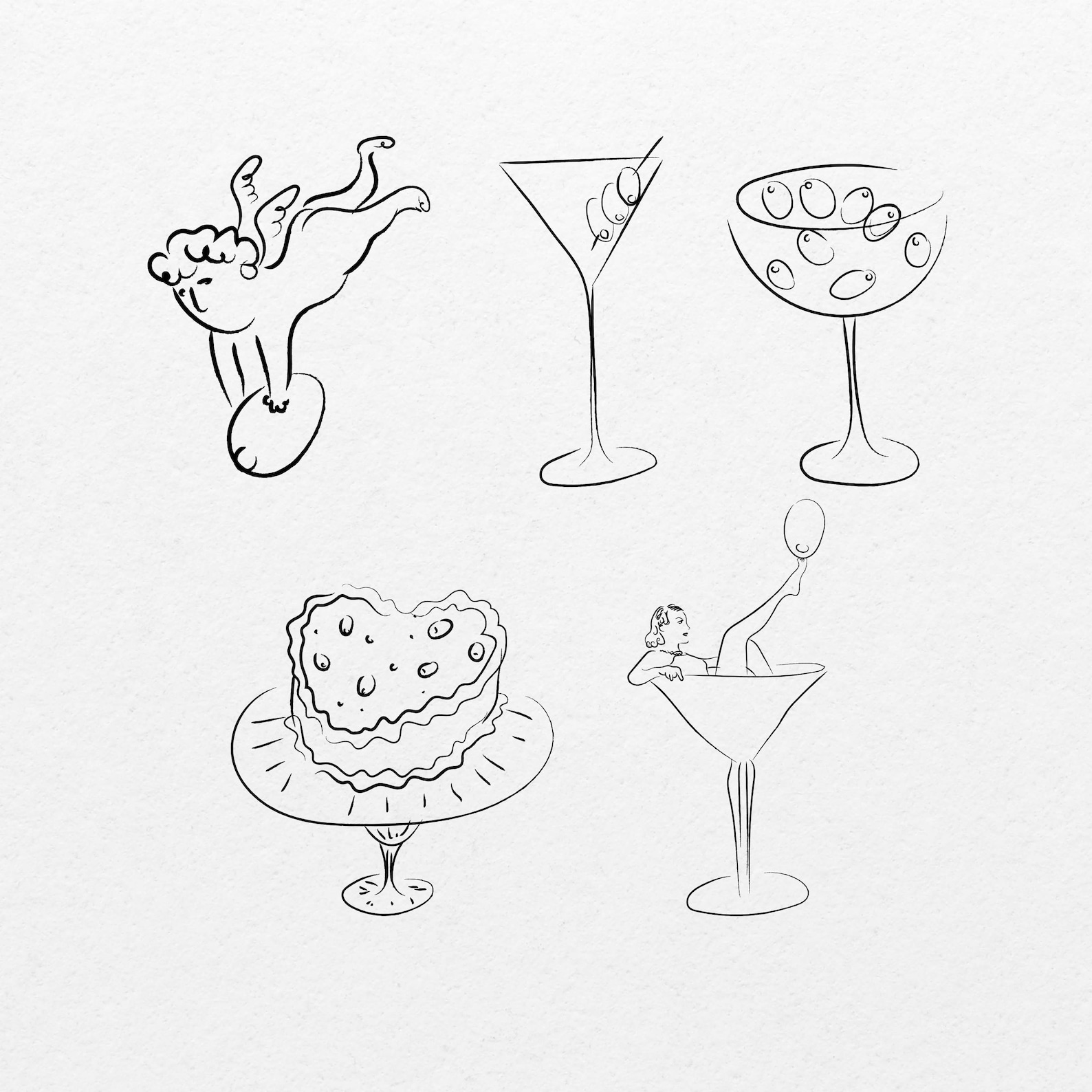 Olive Color Illustration Bundle SVG PNG Hand Drawn Whimsical Olive ...