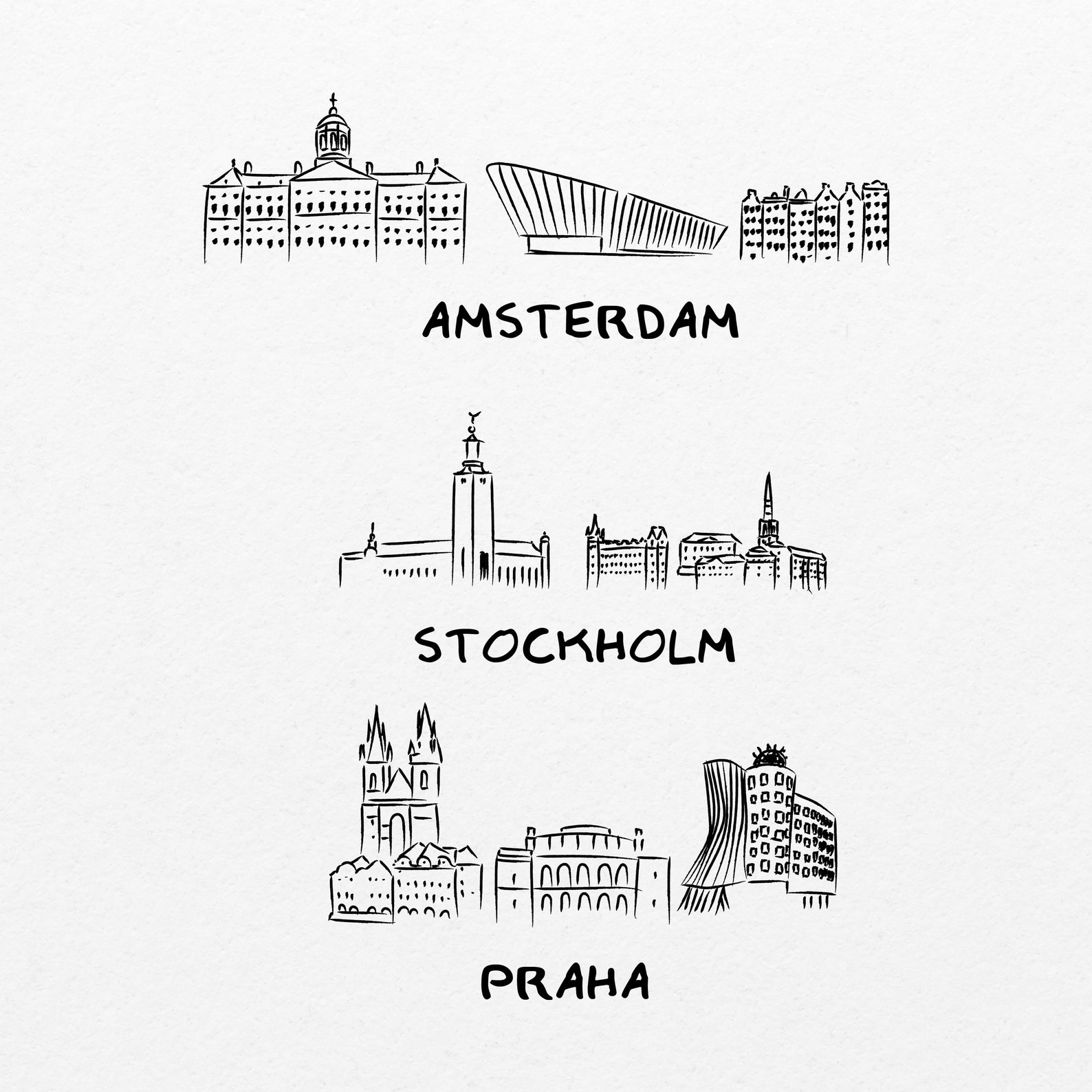 Europe City Skyline Illustration SVG PNG Bundle - Hand Drawn Cityscape ...