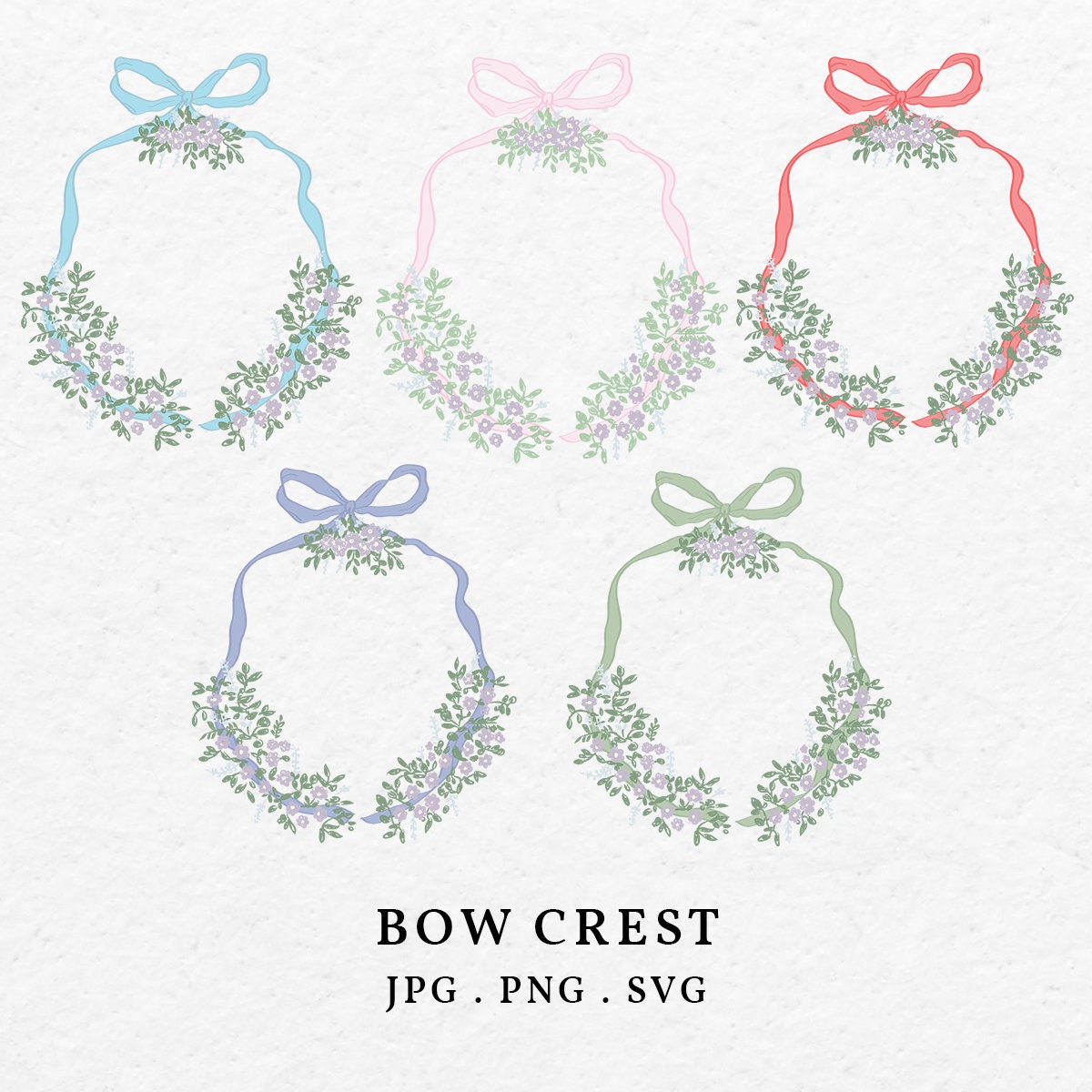 Hand Drawn Bow Crest Illustration Bundle SVG PNG Hand Drawn Whimsical ...