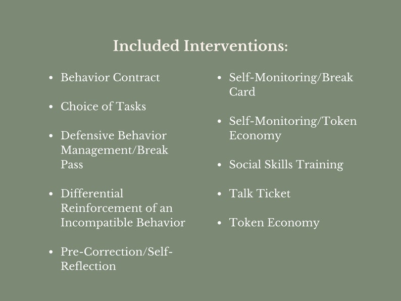 10 Ready-to-use Behavior Interventions - Etsy